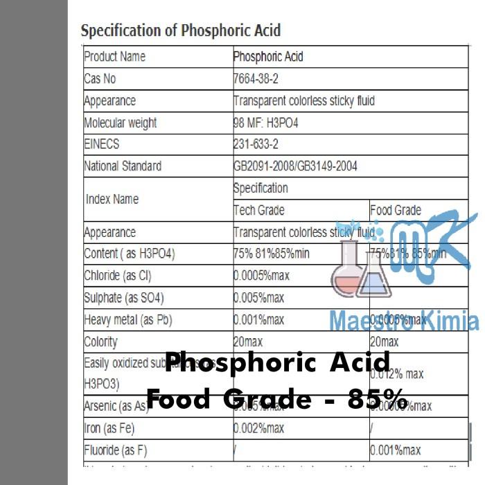 Jual Phosphoric Acid / Asam Fosfat FOOD GRADE 85% 1 Kg | Shopee Indonesia