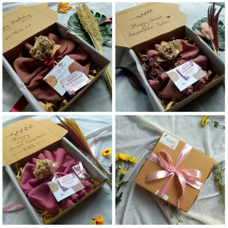 Jual paket hadiah muslim hijab segi empat , kado wanita, hampers ...