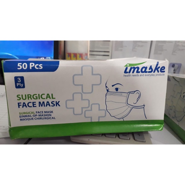Jual IMASKE SURGICAL FACE MASK EARLOOP 3 PLY MASKER MEDIS | Shopee ...