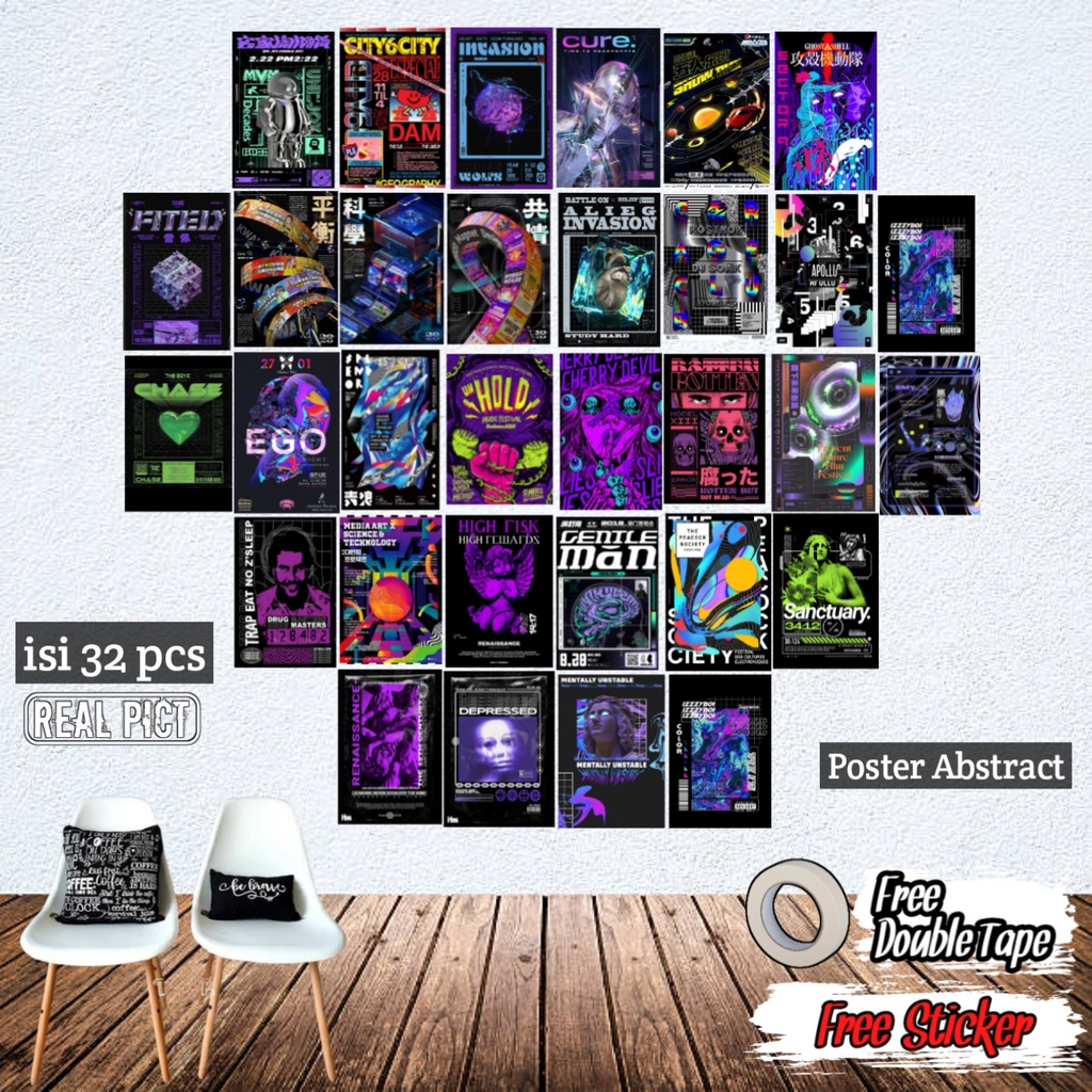 Jual Poster Dinding Abstract Isi 32 Pcs / Poster Dinding | Shopee Indonesia