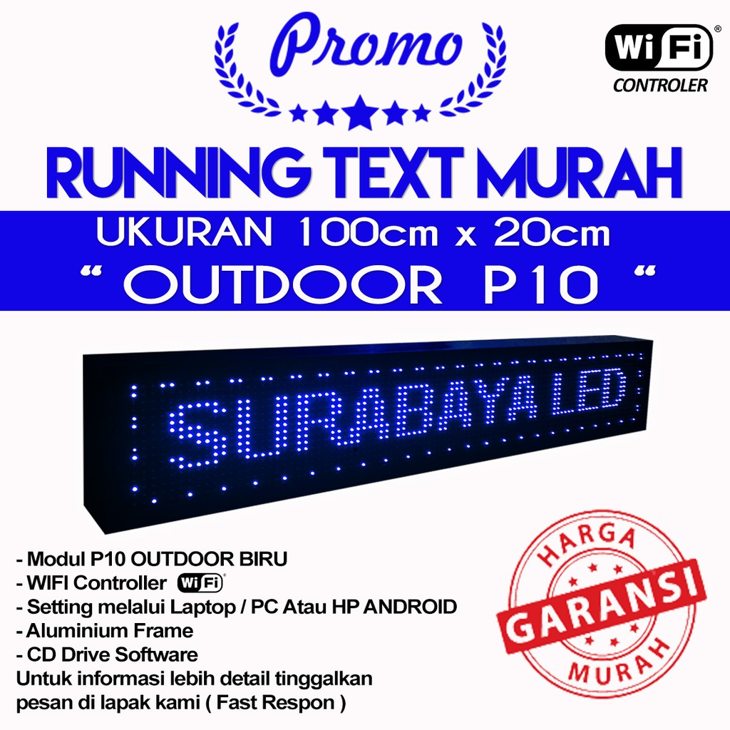 Jual Running text Biru outdoor wifi murah !!! | Shopee Indonesia