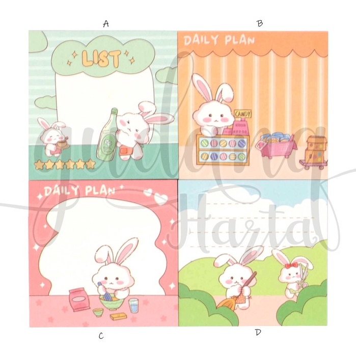 Jual Sticky Notes Busy Rabbit Notes Motif Kelinci Taman GH 301484 ...