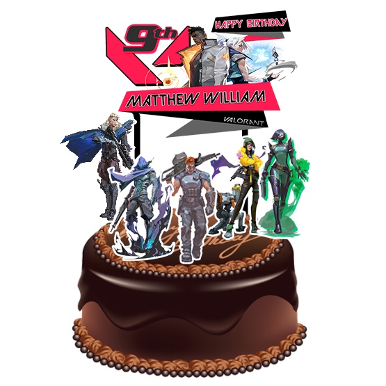 Jual Valorant Games Topper Cake Birthday / Hiasan Kue Ulang Tahun ...