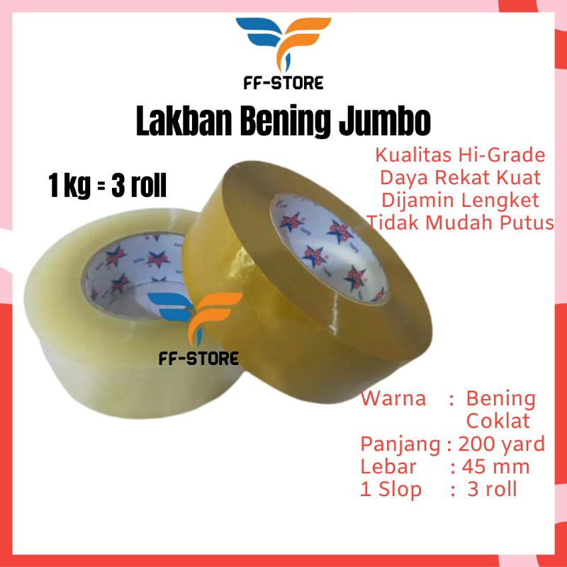 Jual Lakban Bening Coklat Jumbo 2 inch 45 mm 200 yard 45 mikron Kualitas Lengket Kuat | Shopee ...