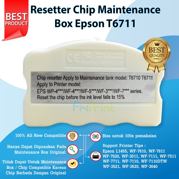 Jual Resetter Chip Maintenance Box Epson T6710 T6711 Printer L1455 ...