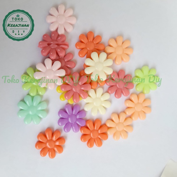 Jual ( 60 Pcs ) Manik Manik Mote Pastel Love Bunga Warna Pastel Mute ...