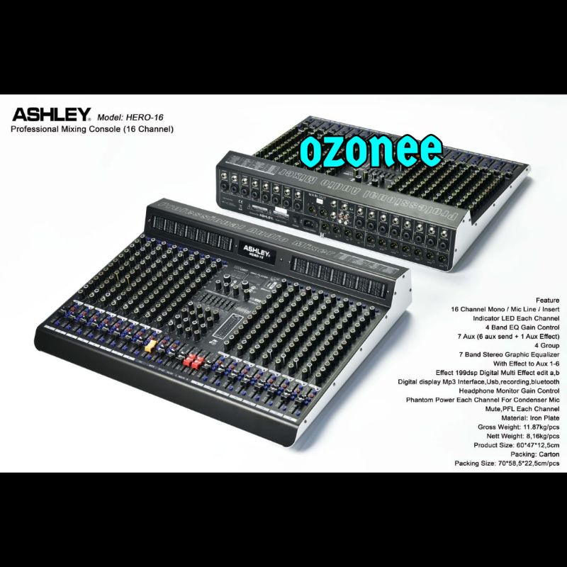 Jual MIXER ASHLEY HERO 16 CHANNEL ORIGINAL MULTI EFFECT 199 DSP HERO 16 ...