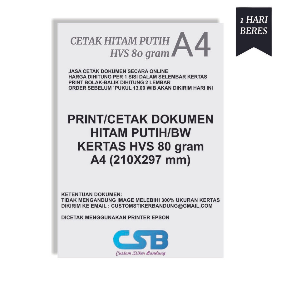 Jual Jasa Print / Cetak online Dokumen kertas A4 - A4 75gsm | Shopee ...