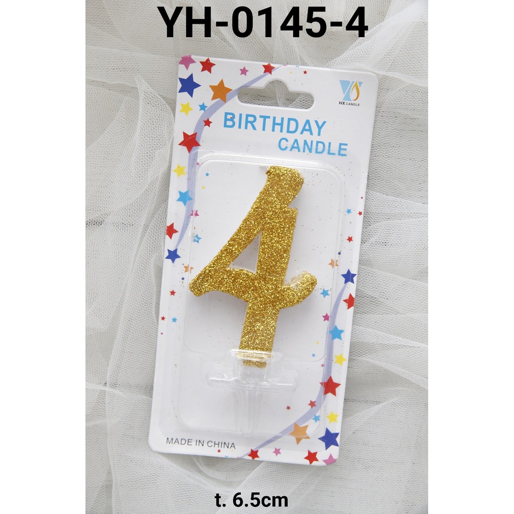 Jual GR-YH-0145 Lilin angka kue ultah ulang tahun birthday emas glitter ...