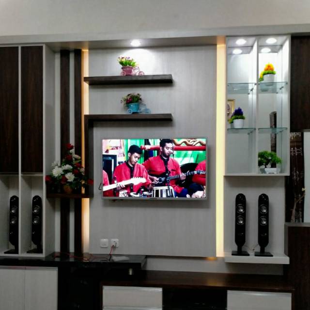 Jual Backdrop tv minimalis, bahan multiplex finishing HPL. Harga 1,5jt ...