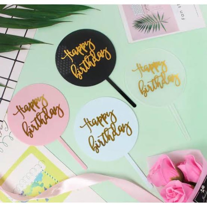 Jual Happy Birthday Cake Topper | Round Cake Topper Ulang Tahun ...