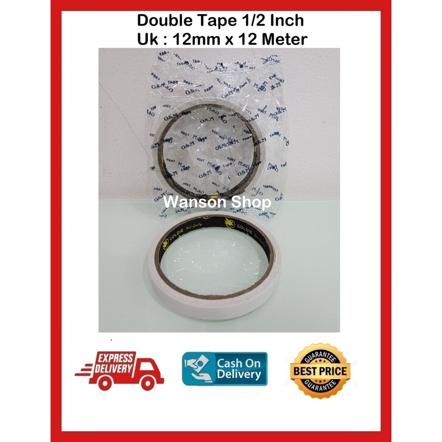 Jual DOUBLE TAPE 1/2 INCH 12MM X 12METER / DOUBLE TAPE SETENGAH INCH ...