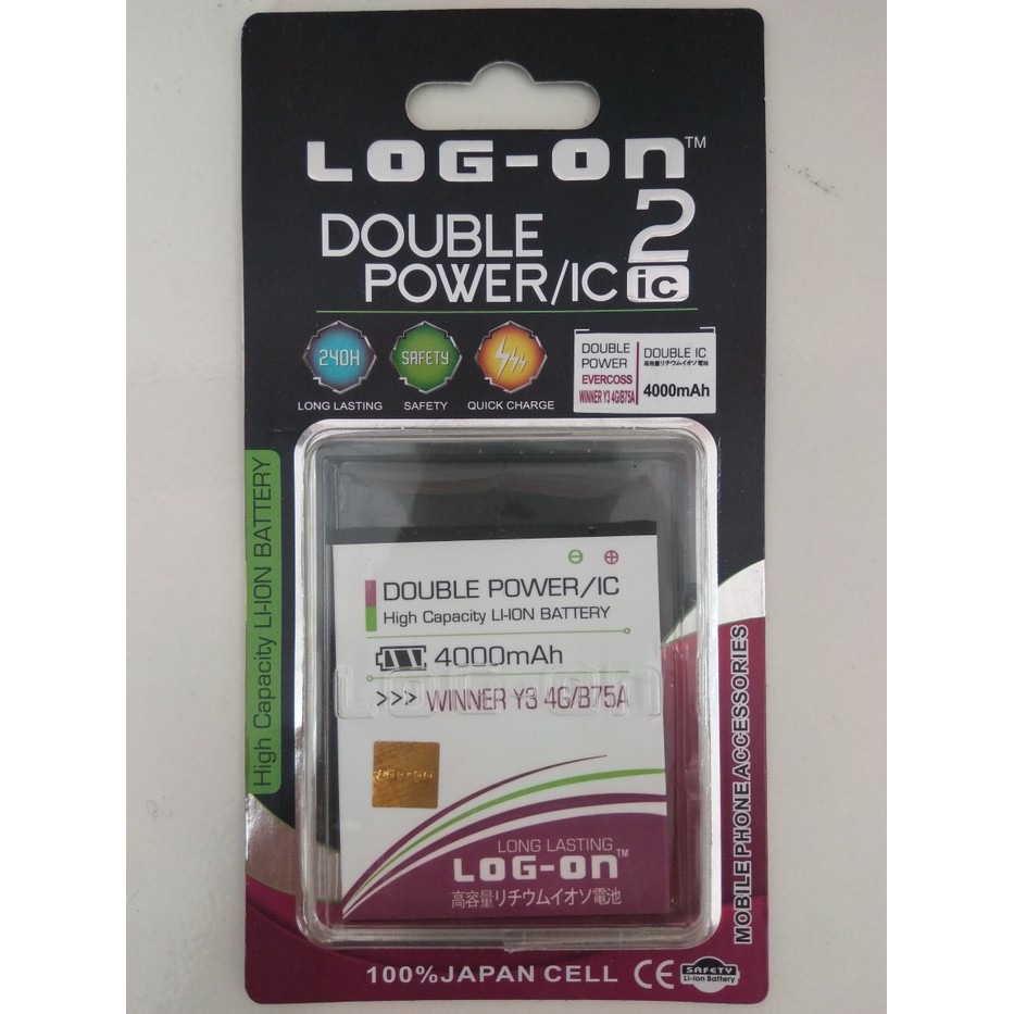 Jual Evercoss Winner Y3 4G/B75A Battery Log On Double Power/IC | Shopee Indonesia