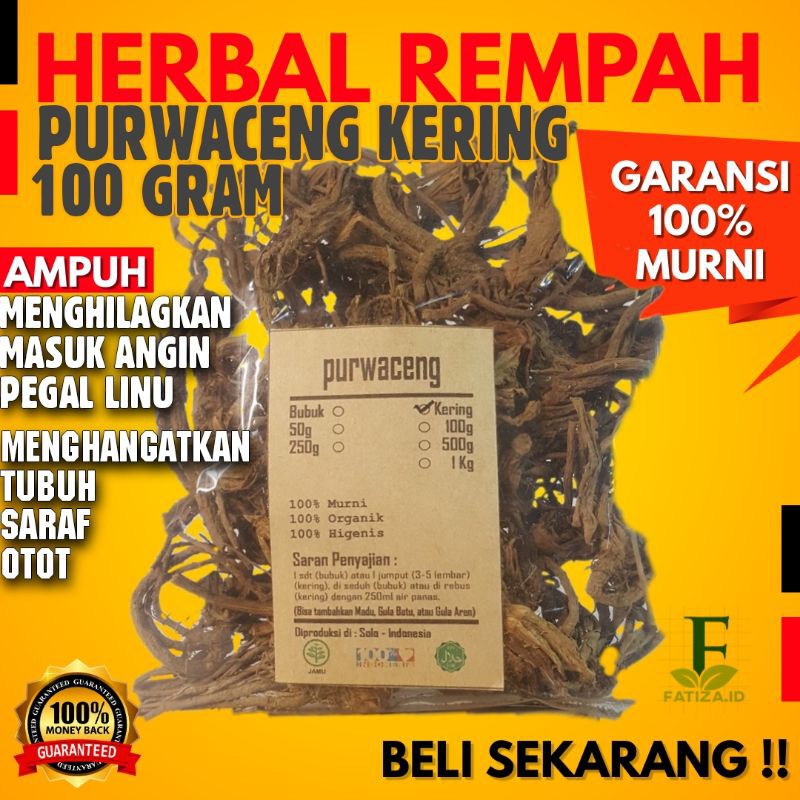 Jual PURWOCENG KERING 100 GRAM HERBAL MURNI AMPUH MEREDAKAN DEMAM ...