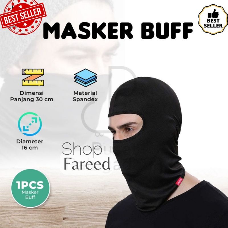 Jual Masker Buff Ninja Full Face Balaclava Spandex Hitam Polos Motor ...