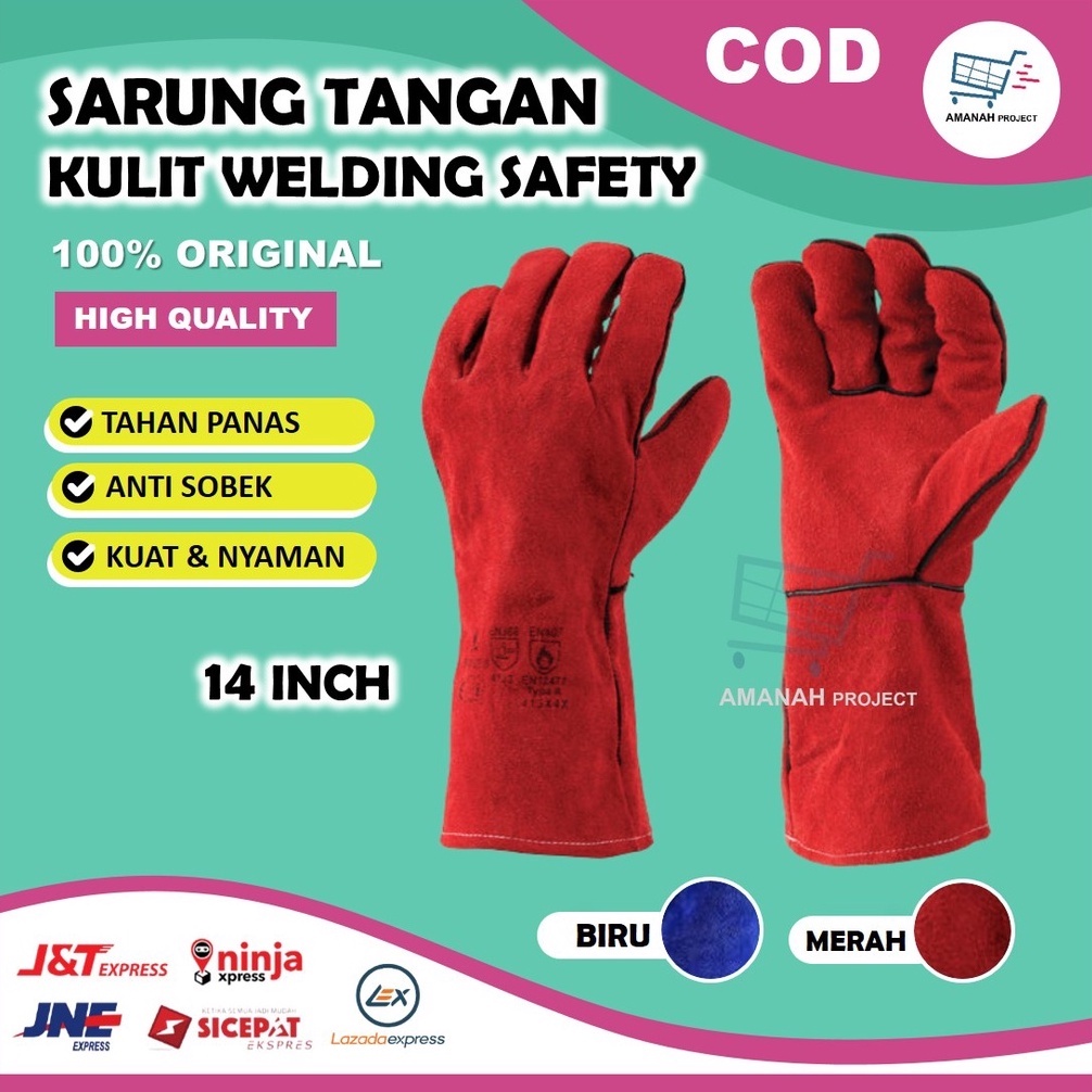 Jual Sarung Tangan Kulit Asli Medis Kerja Proyek Safety Las Kulit Anti ...