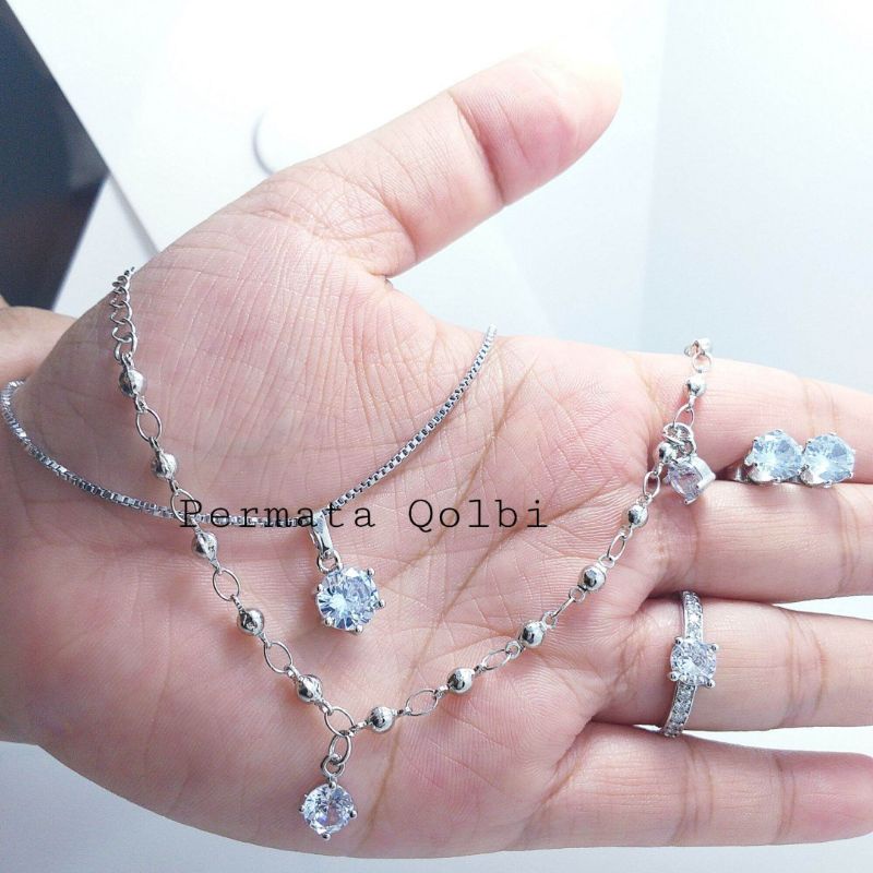 Jual PERHIASAN TITANIUM SILVER FULL SET AKSESORIS PERNATA | Shopee ...