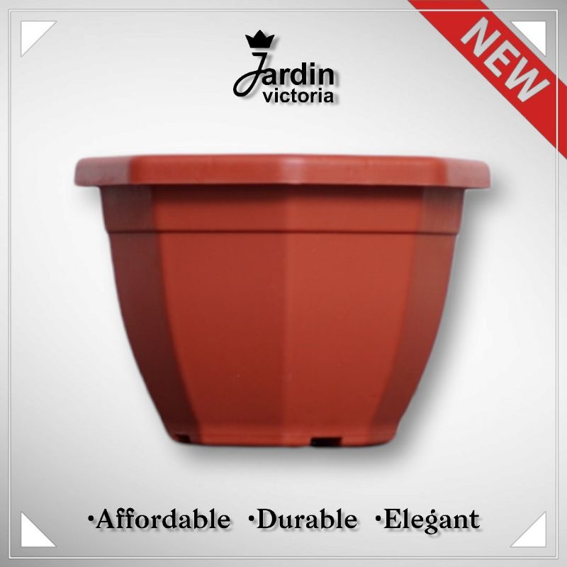 Jual [NEW] Pot Bunga Merah Bata 25 | Pot Coklat Tanaman Octagon ...