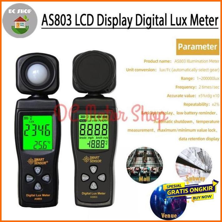 Jual lcd digital lux meter as803 light meter luminance tester smart ...