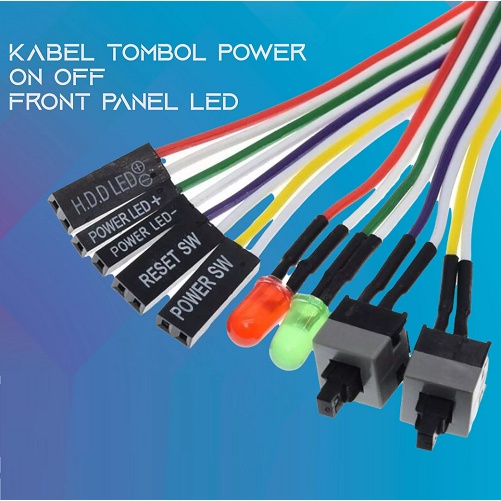 Jual Kabel Tombol Power Reset Switch 2 LED Hijau Merah 2 Tombol Front ...