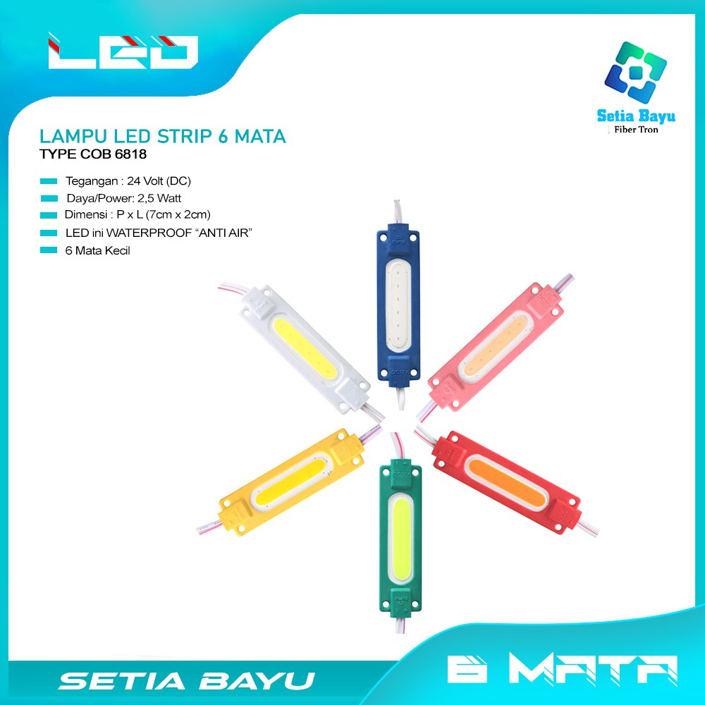 Jual LED Modul 6 Mata Modul 6818 LED Strip COB 24V 2.5 Watt Lampu Aquarium | Shopee Indonesia