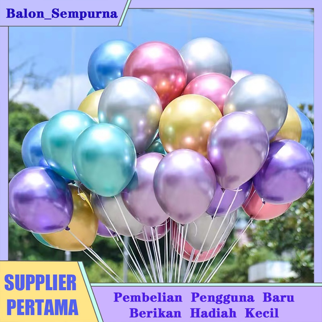 Jual Balon latex metalik chrome / balloon chrome 12inch per pack isi ...