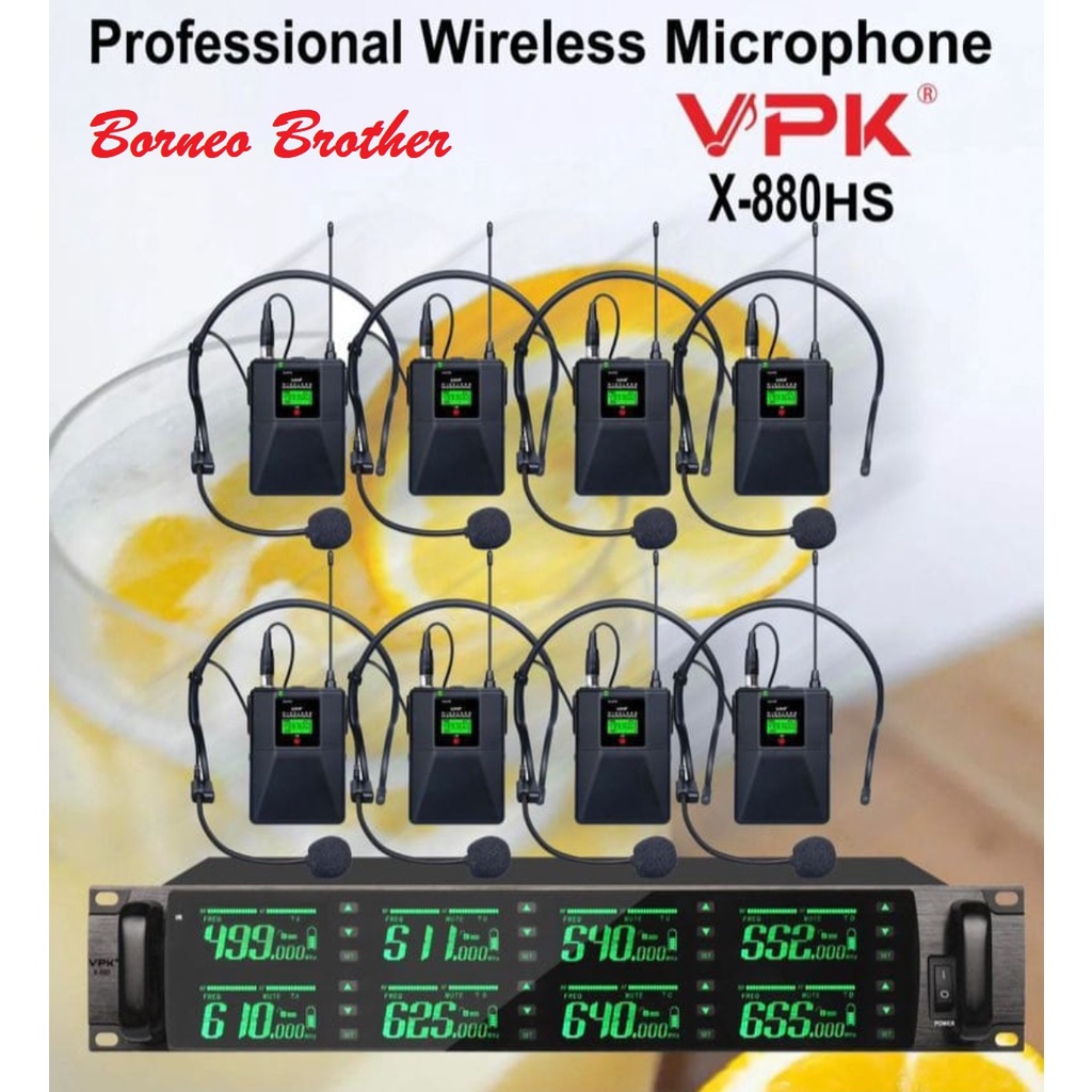 Jual Mic Wireless 8 Channel VPK X 880 HS X-880HS Original 8 Mic Headset UHF | Shopee Indonesia