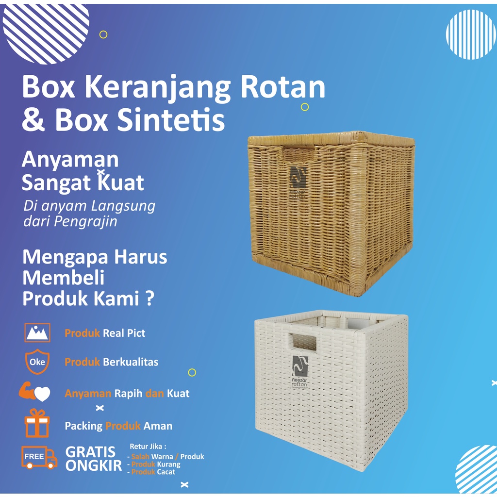 Jual Keranjang Kotak Box Rotan 40x40x25 Tanpa Tutup | Shopee Indonesia