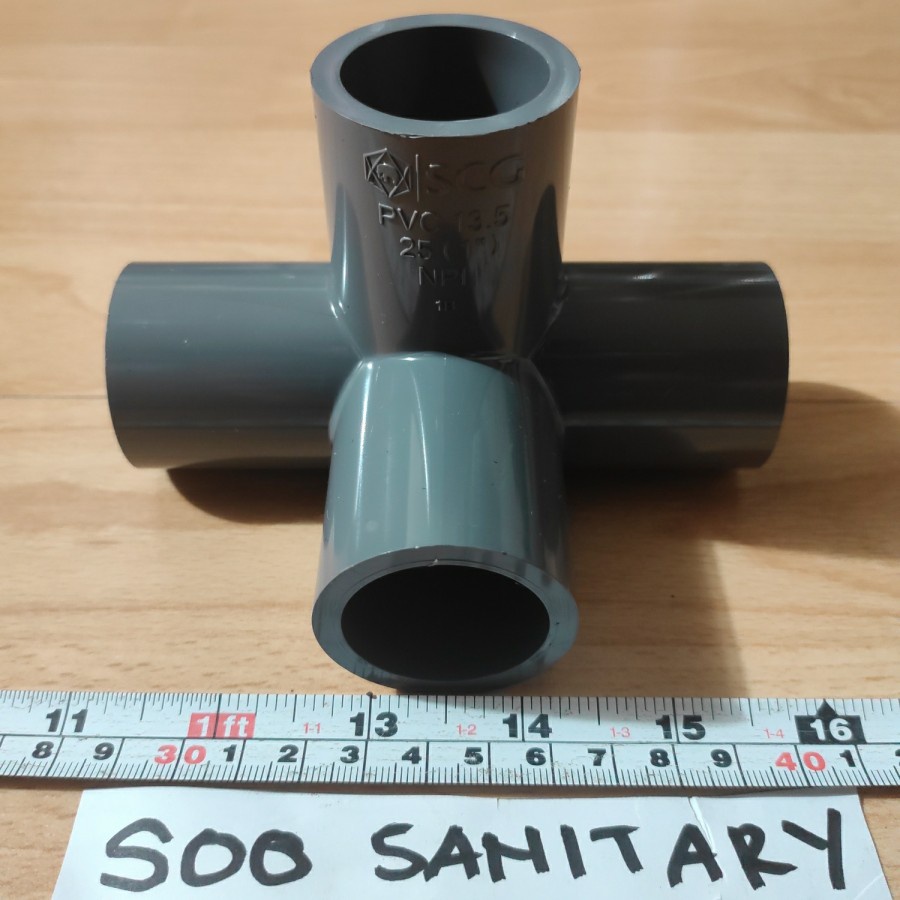 Jual 4-Way Side Tee 1" SCG PVC - T Cabang 4 Fitting Pipa 90° Hidroponik ...