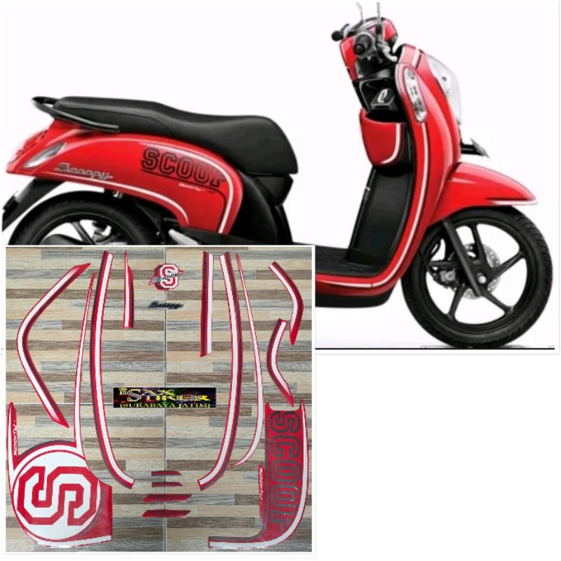 Jual striping original Honda Scoopy sporty merah tahun 2014 2015 ...