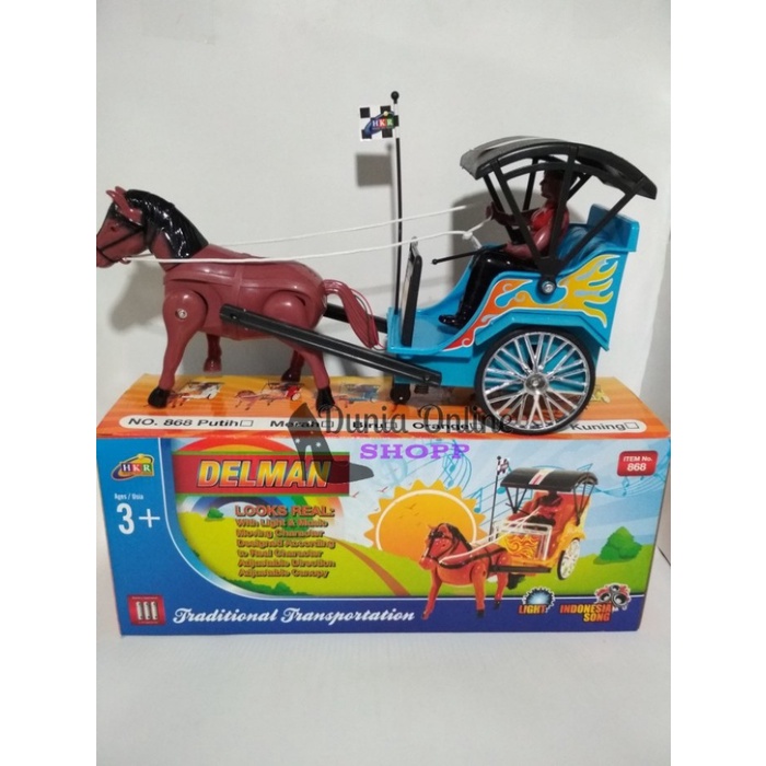 Jual Mainan kuda delman andong anak anak miniatur nyala kereta kuda ...