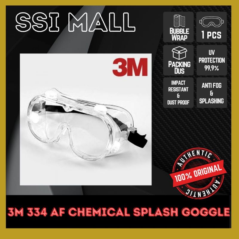 Jual SSI 3M 334 AF Chemical Splash Goggle Anti Fog & UV 99,9% | Shopee ...