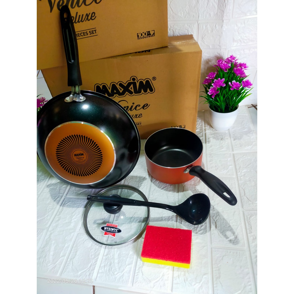 Jual MAXIM New Valentino Wajan Teflon Set - Red Black/MAXIM Venice ...