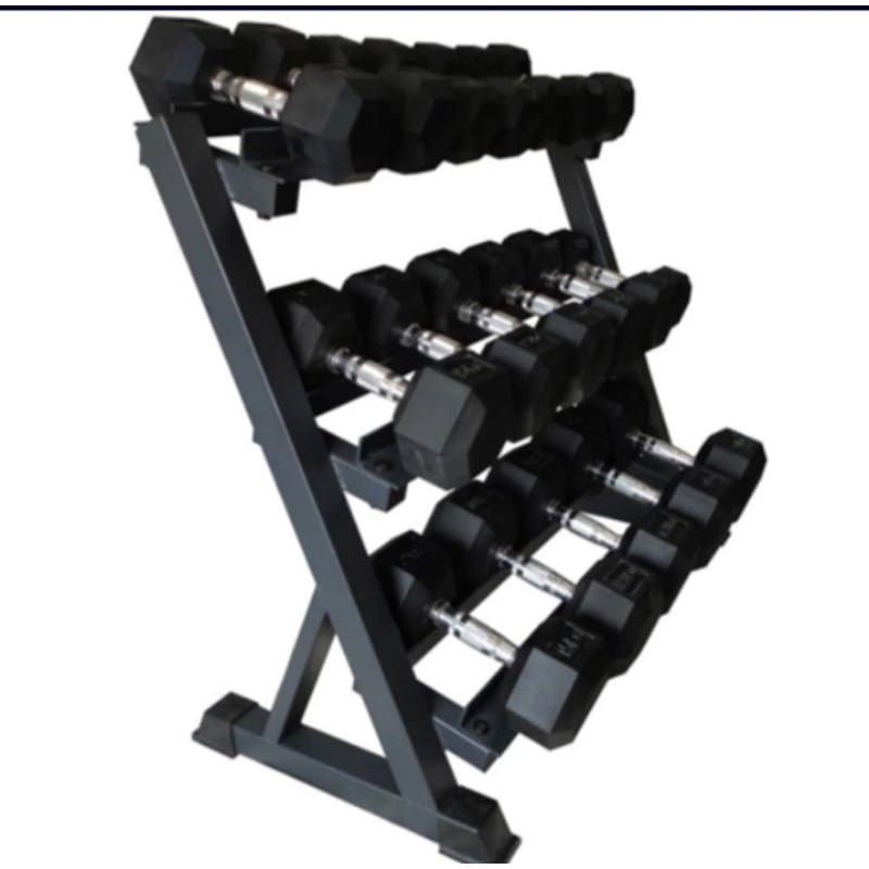 Jual RAK DUMBELL RACK DUMBEL BARBEL 3 SUSUN ALAT FITNES | Shopee Indonesia