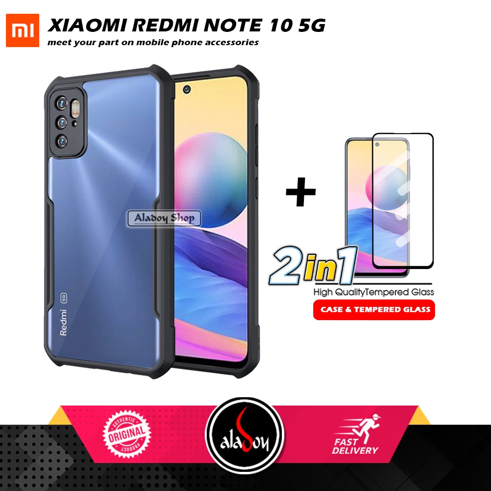 Jual PAKET 2 IN 1 Case Xiaomi Redmi Note 10 5G Armor Fusion Transparent ...