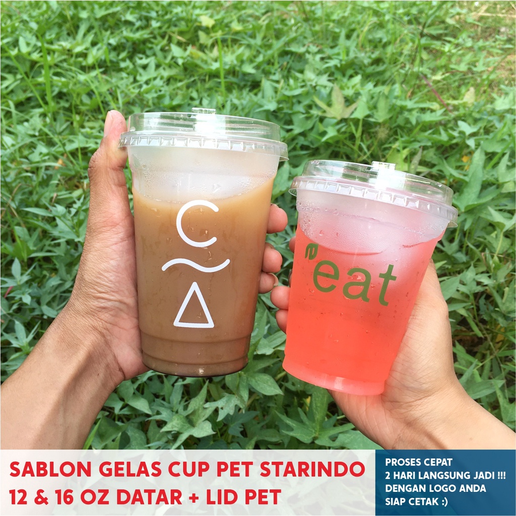 Jual SABLON GELAS CUP PET STARINDO 12 & 16 OZ PREMIUM CUP TEBAL ...