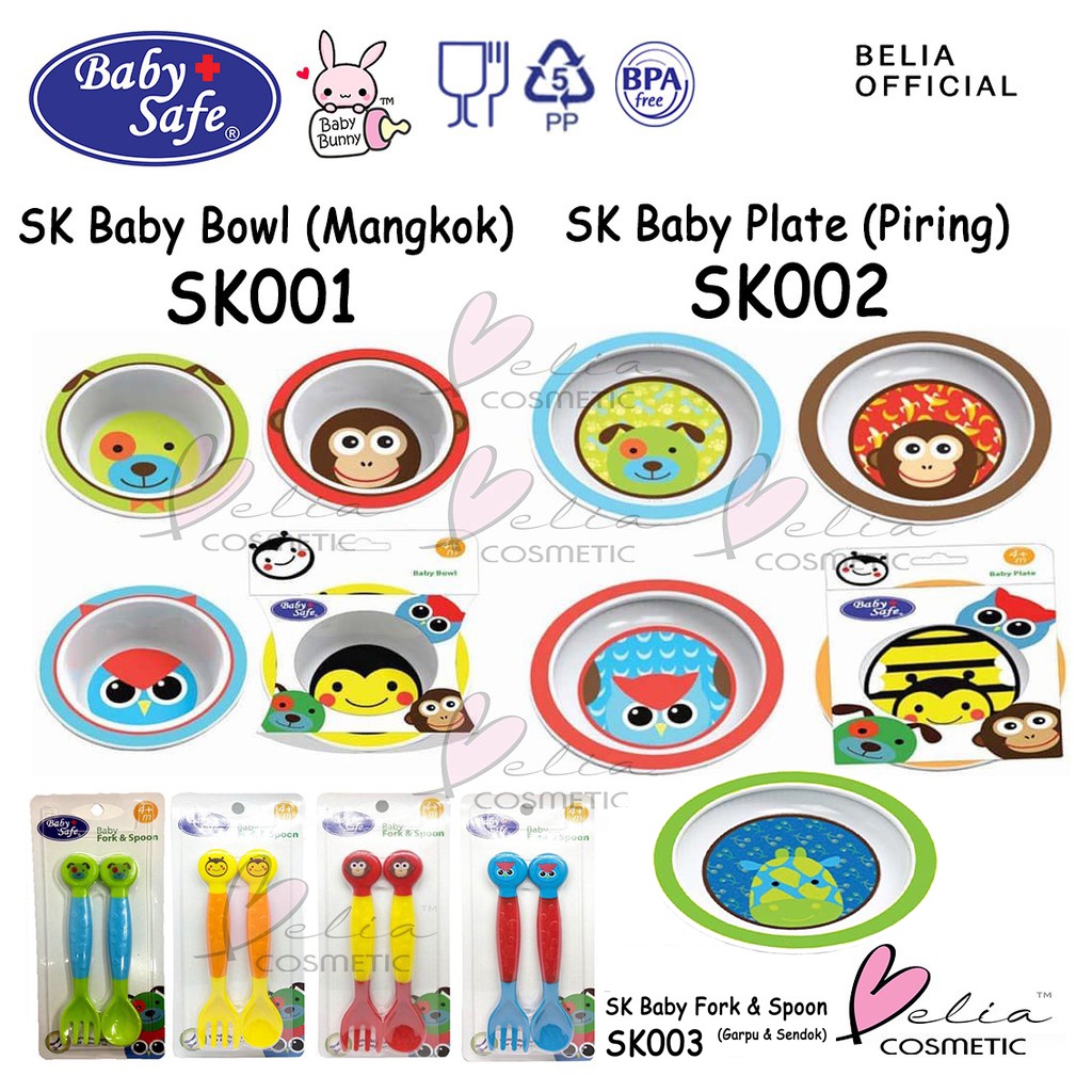 Jual BELIA BABY SAFE SK Baby Bowl SK001 Plate SK002 Fork & Spoon SK003 ...