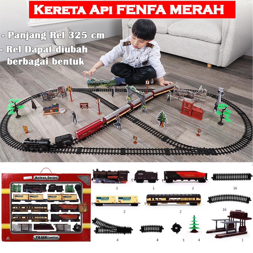 Jual [Original Fenfa] Mainan Anak Laki Laki Kereta Api Mainan Rel Panjang 325 Cm Miniatur Kereta ...