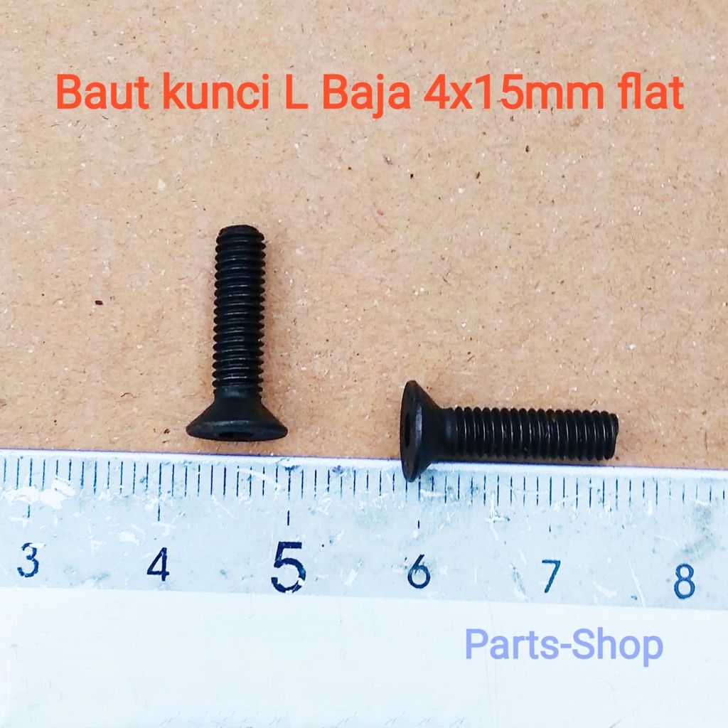 Jual Baut Flat m4 15mm Verseng L Baja Hitam kunci 2mm Baud 4x15mm ...