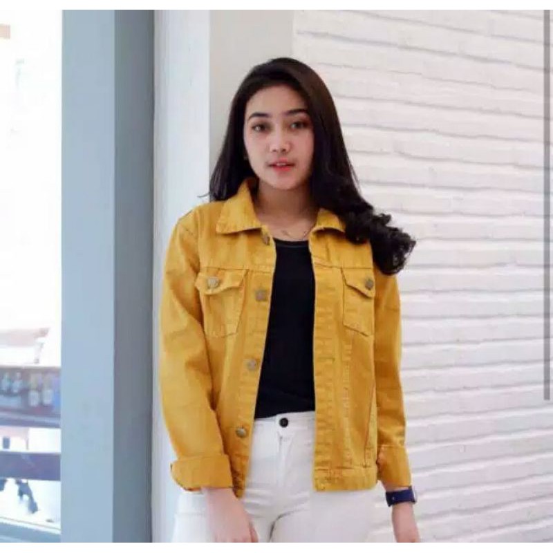 Jual Jaket biondy wanita jaket jeans denim Crop Wanita Jaket korean ...