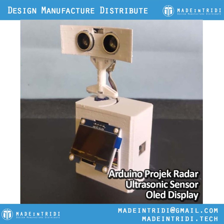 Jual Madeintridi casing Arduino projek radar sensor ultrasonic dan oled ...