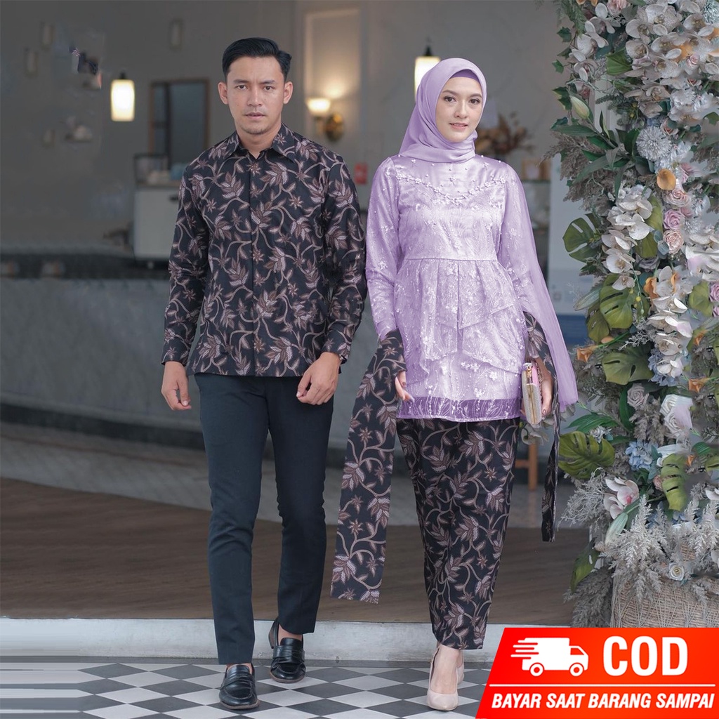 Jual New Collection - AZKANA BATIK SOLO Batik Kebaya Couple Ayana Payet Tulle Mutiara Kombinasi ...