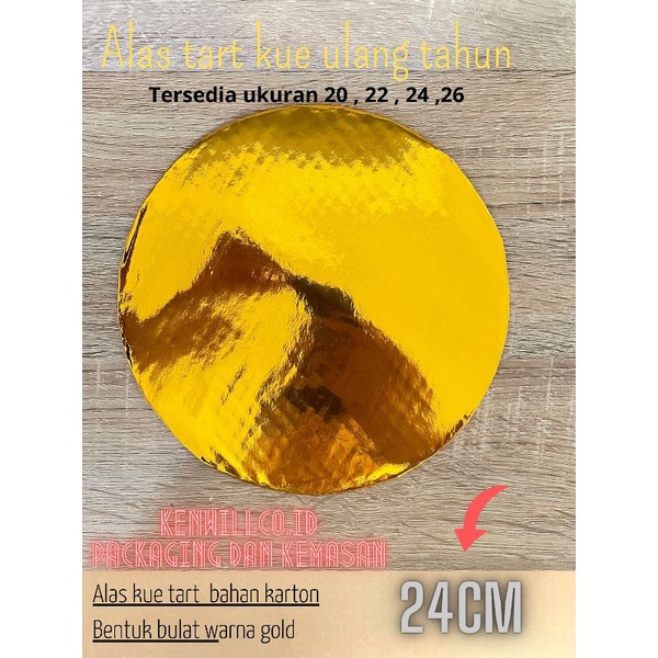 Jual Alas Kue Tart 24cm Bulat Gold Tatakan Kue Ulang Tahun Karton Shopee Indonesia