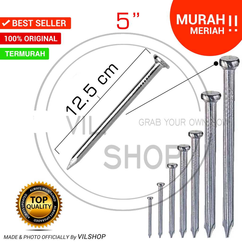 Jual PAKU BETON 5" / CONCRETE NAIL 5 INCH / PAKU BETON 5 INCI MEDAN | Shopee Indonesia