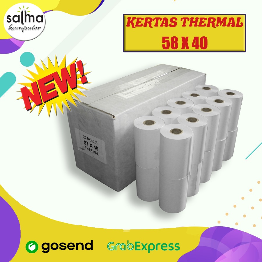 Jual KERTAS THERMAL PAPER ROLL UKURAN 58X40/KERTAS STRUK KASIR 58X40 ...