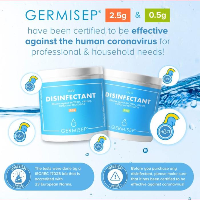 Jual Germisep Effervescent Disinfectant Tablets 0.5gr (500 tablets ...