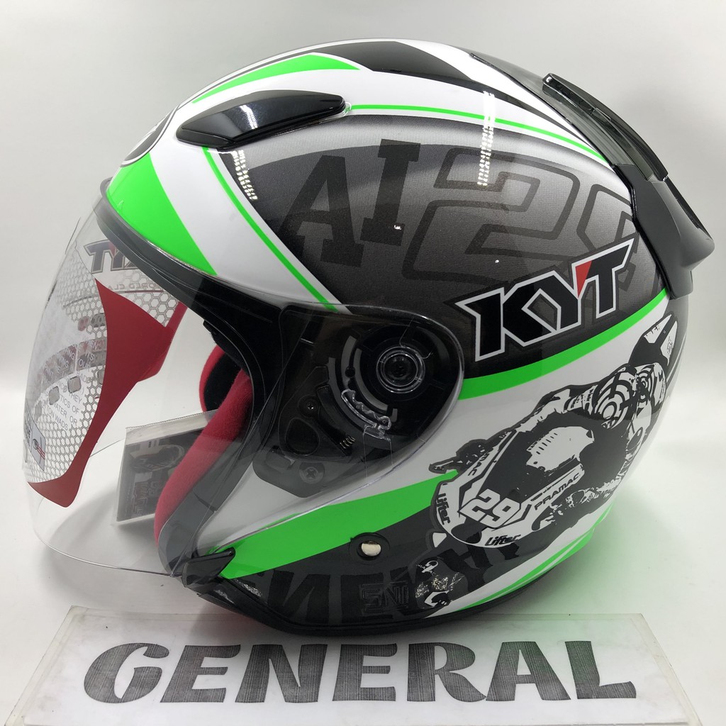 Jual Helm KYT DJ Maru World GP Ready White Green Fluo Putih Hijau ...