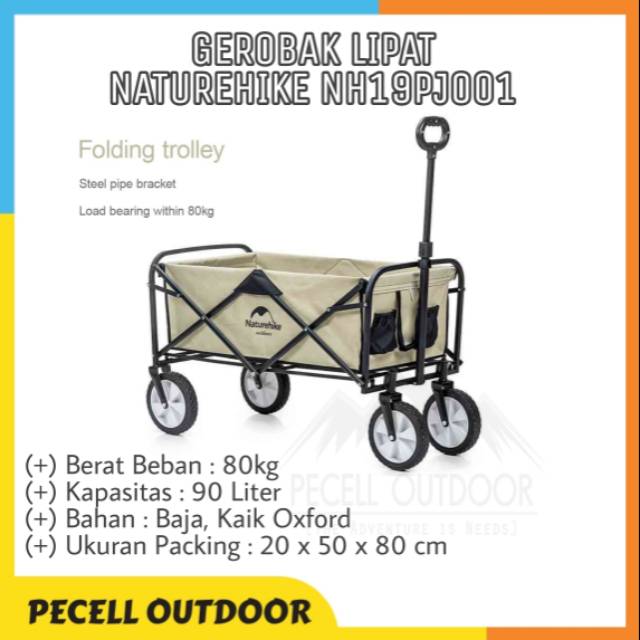 Jual Gerobak Lipat Folding Trolley Tabung Baja 90L Camping Hiking ...