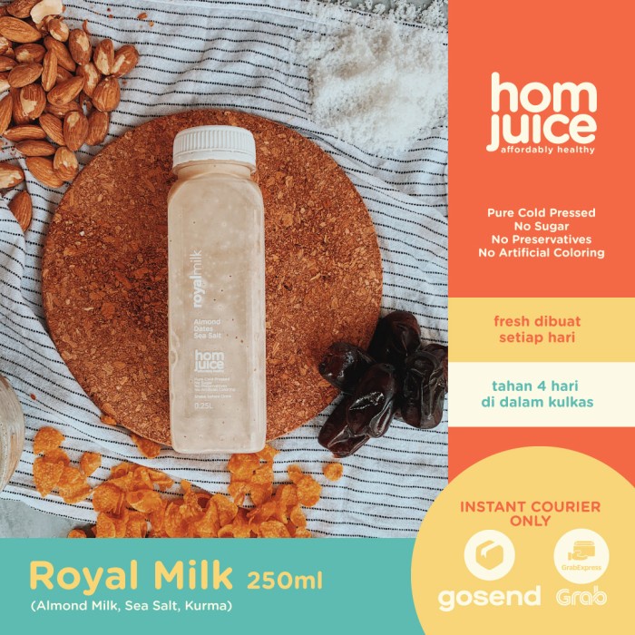 Jual Jus Sehat Jus Detox Cold Pressed Juice | Homjuice Royal Milk 250ml Mix Almond Milk, Kurma ...