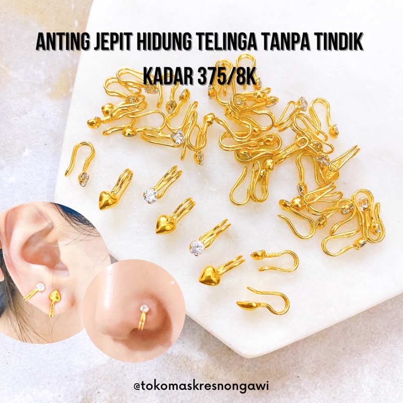 Jual Anting emas jepit hidung telinga tanpa tindik emas asli kadar 375 ... Jual Anting emas jepit hidung telinga tanpa tindik emas asli kadar 375 ...